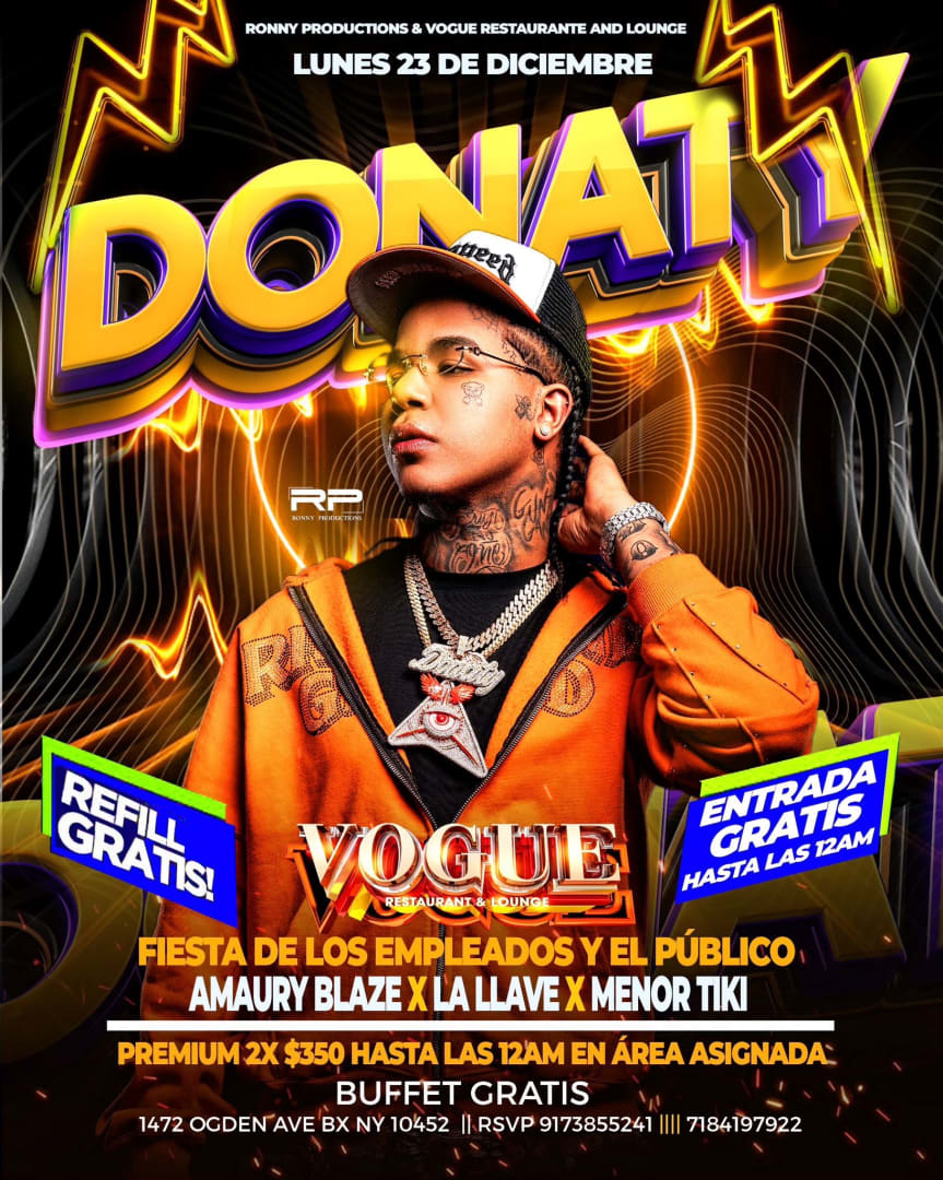 DONATY LIVE ! USA TOUR - BRONX in Bronx - Tickets 2024-12-23 | Vogue ...