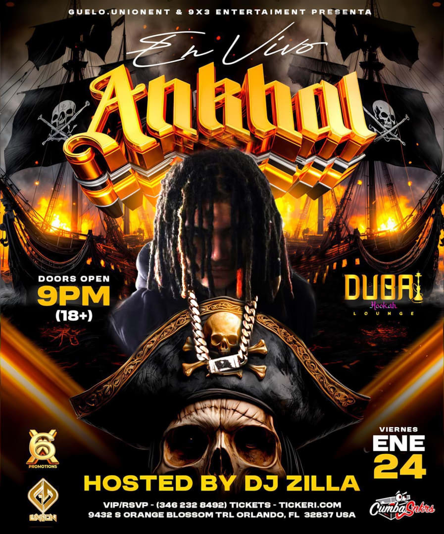 ANKHAL EN VIVO in Orlando - Tickets 2025-01-24 | DUBAI HOOKAH LOUNGE