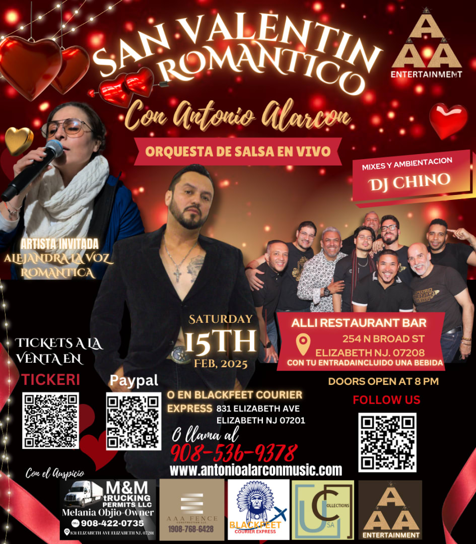 SAN VALENTIN ROMANTICO CON ANTONIO ALARCON in Elizabeth - Tickets 2025 ...