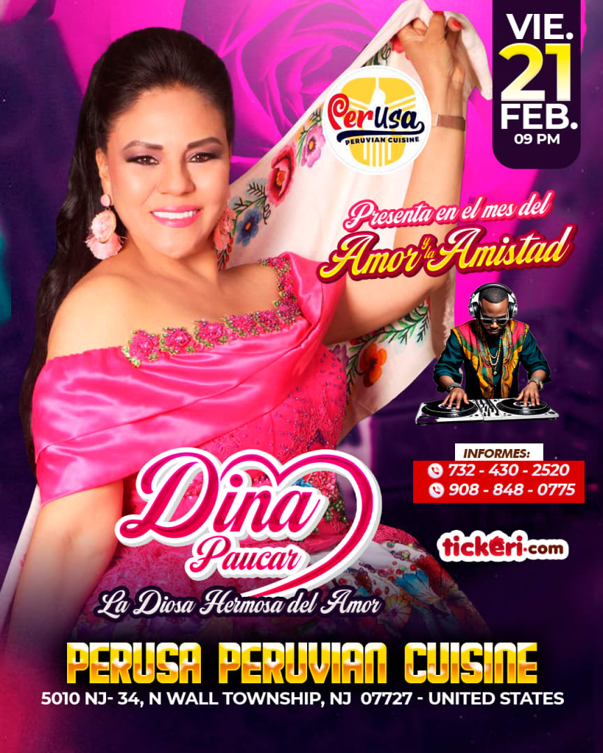 DINA PAUCAR en NJ -PERUSA RESTAURANT Tickets | Boletos - Perusa ...