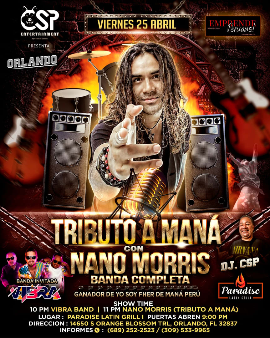Tributo a Maná en Orlando Tickets | Boletos - Paradise Latin Grill ...