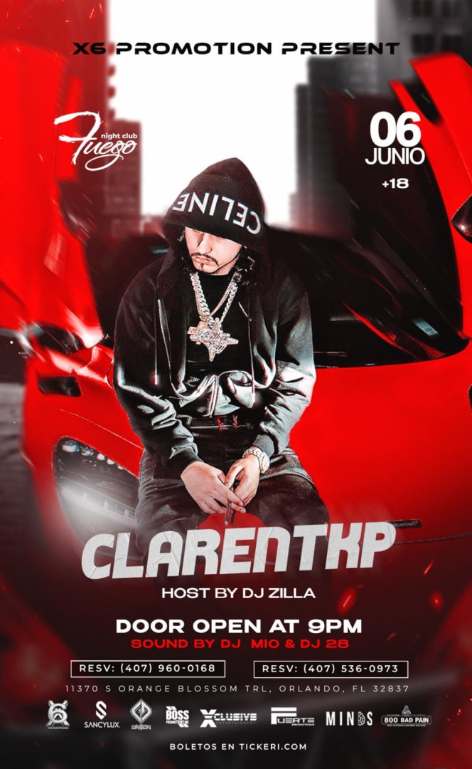 CLARENTKP EN VIVO EN ORLANDO Tickets | Boletos - Fuego Night Club ...