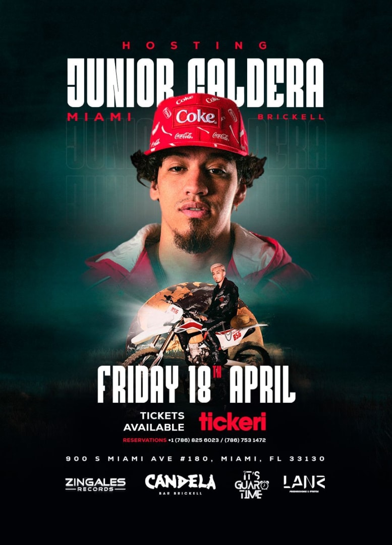 Junior Caldera en Concierto! Tickets | Boletos - Candela Bar Brickell ...
