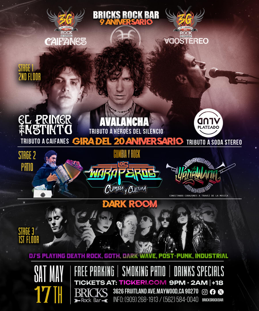 LOS 3 GRANDES, 9 ANIVERSARIO DE BRICKS ROCK BAR / AVALANCHA 20 ...