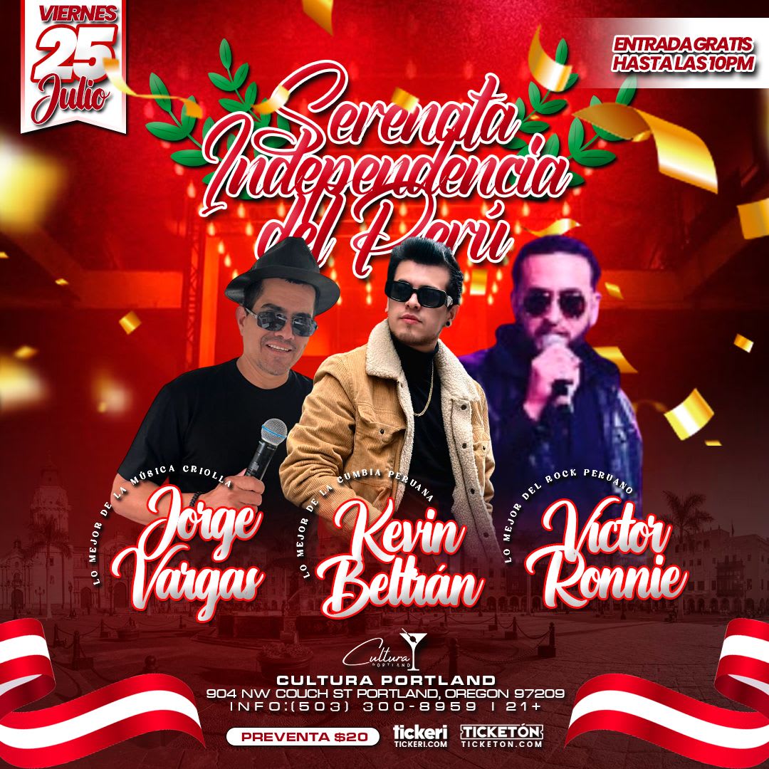 Serenata Independencia del Peru con Kevin Beltran, Jorge Vargas, Victor ...