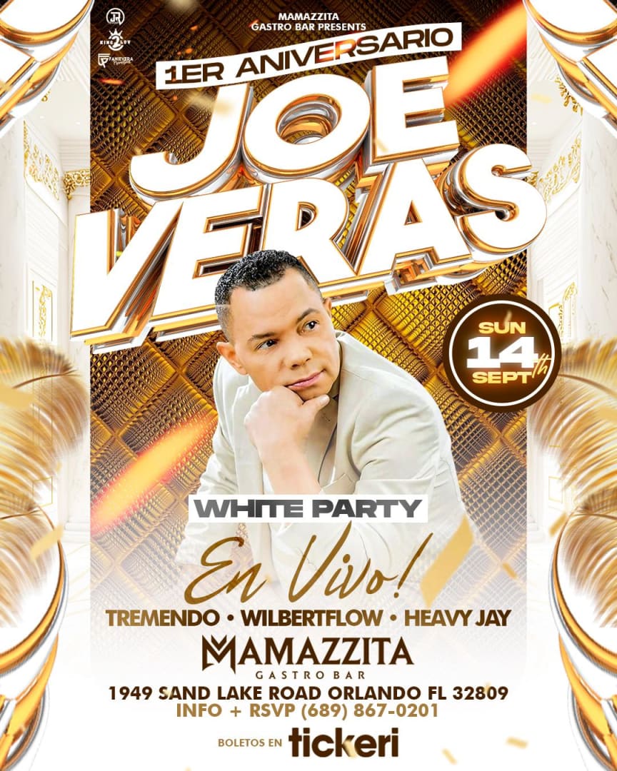 JOE VERAS EN VIVO! in Orlando - Tickets 2025-09-14 | Mamazzita lounge