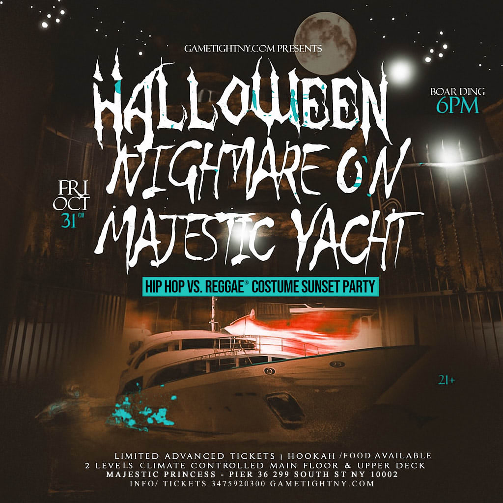 NYC HIP HOP VS REGGAE® HALLOWEEN NIGHTMARE MAJESTIC PIER 36 SUNSET ...