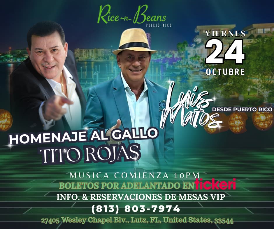 Homenaje al Gallo Tito Rojas Tickets | Boletos - Rice n Beans Puerto ...