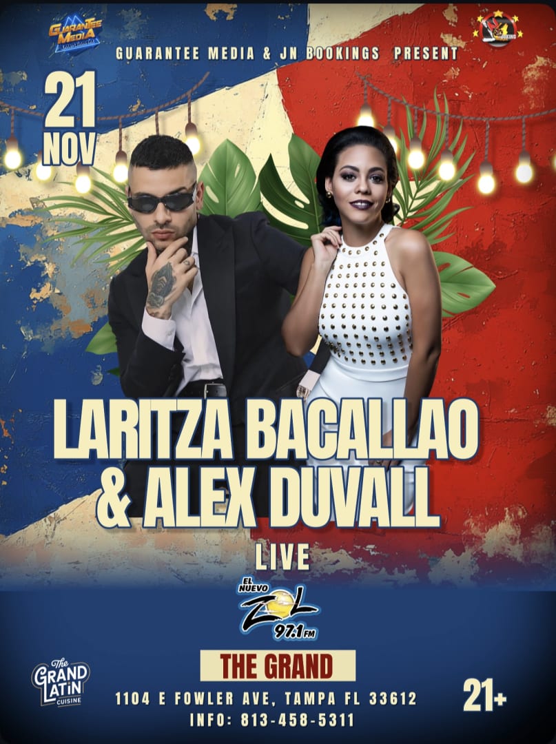 Laritza Bacallao y Alex Duvall Live Tickets | Boletos - THE GRAND ...