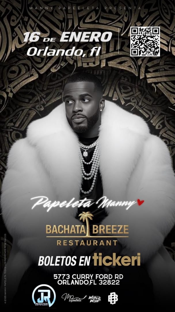 Manny Papeleta in Orlando - Tickets 2026-01-16 | Bachata Breeze Restaurant