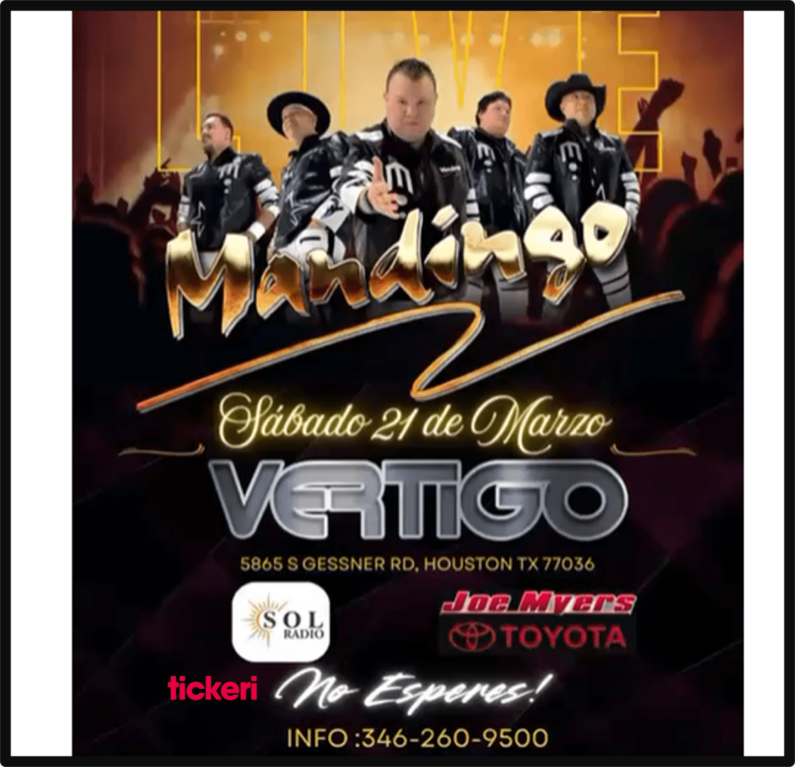 Mandingo Live! Houston in Houston - Tickets 2026-03-21 | Vertigo club