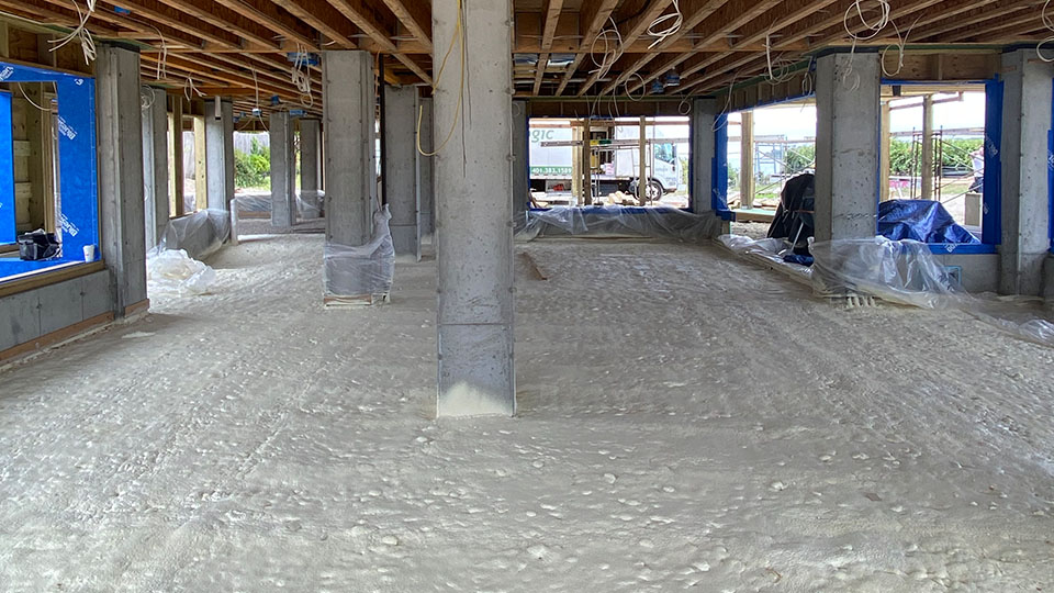 CLOSED CELL SPRAY FOAM UNDER A CONCRETE SLAB
