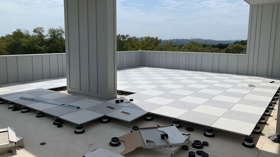 Floating Pedestal Paver Patio Install: Texas Size Terrazzo Tiles