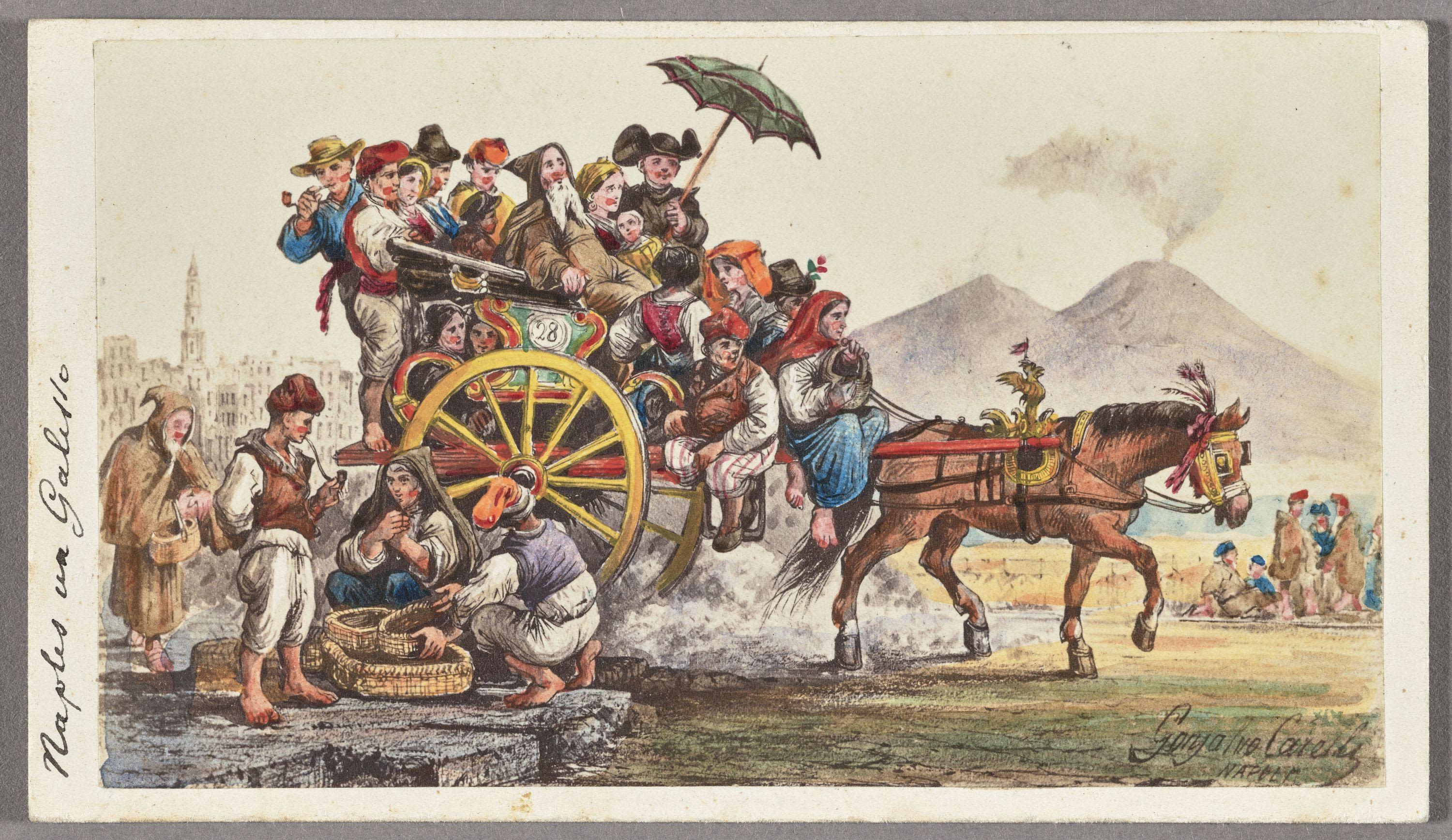 Sammlung | Vollbesetzte Kalesche mit Vesuv im Hintergrund. Gemälde oder ...