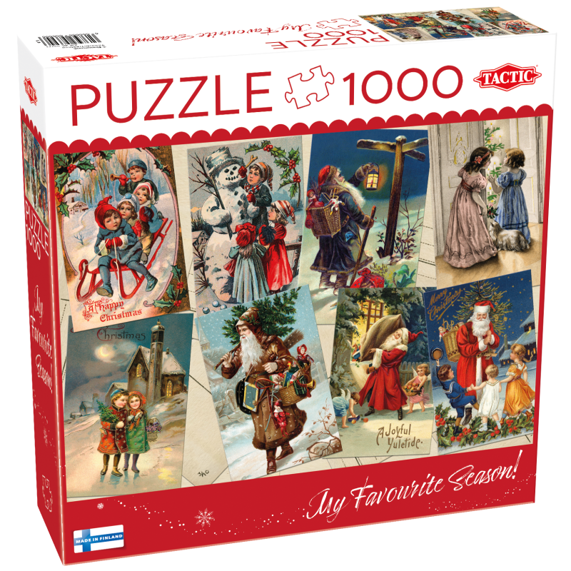 Palapeli Tactic 1000 palaa Joulu Vintage joulukortit | tokmanni.fi