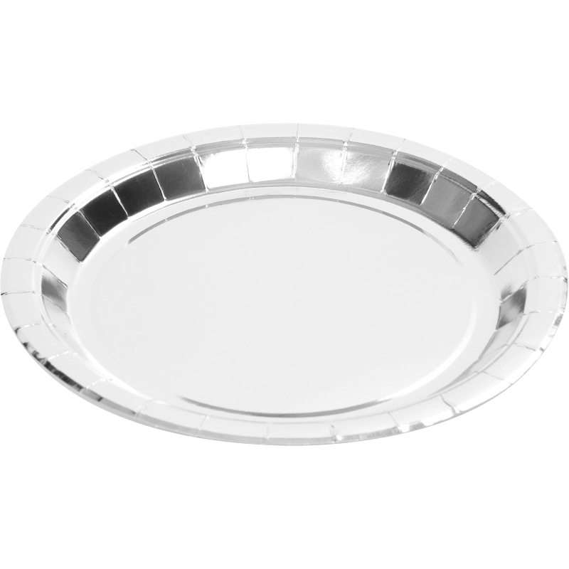 Pahvilautanen Let's Party 8 kpl 18 cm hopea | tokmanni.fi