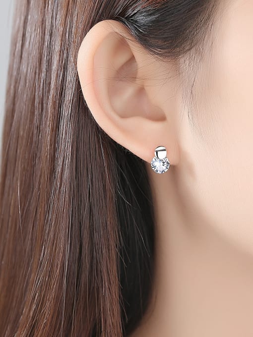 925 Sterling Silver Withd Cute Round Crystal Stud Earrings - 1000032334
