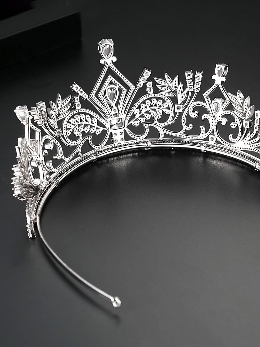 Copper With Platinum Plated Delicate Crown Tiaras & Crowns - 1000036731