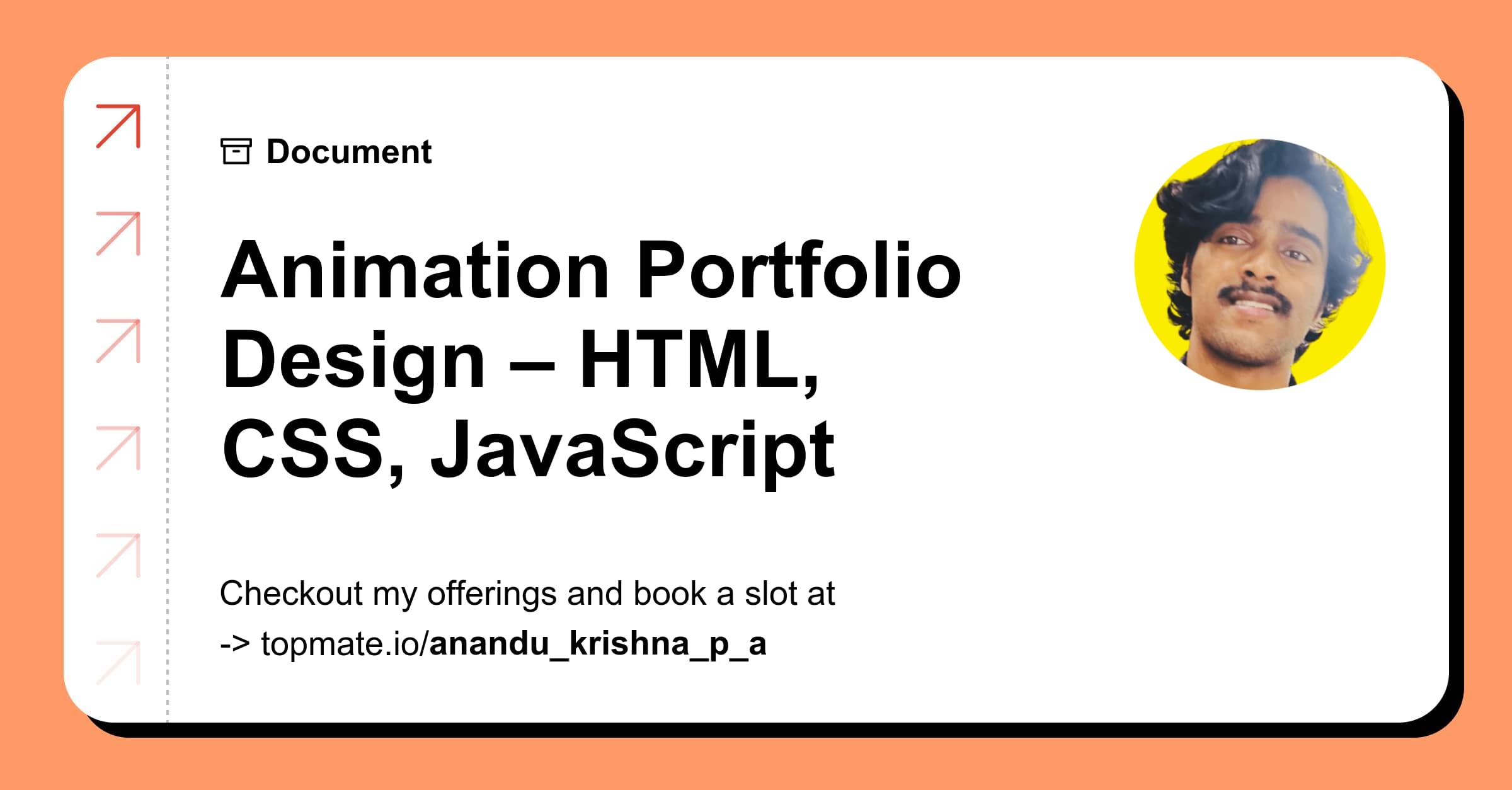 Animation Portfolio Design – HTML, CSS, JavaScript with Anandu Krishna P A