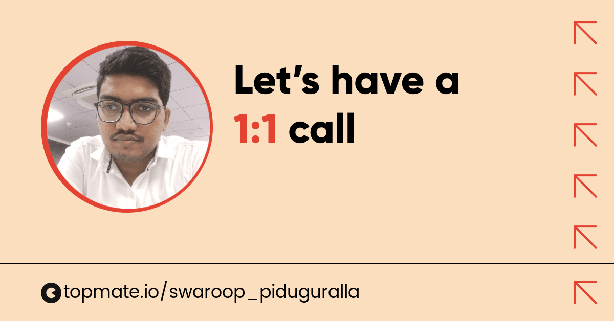 Swaroop Piduguralla - Book a call on Topmate