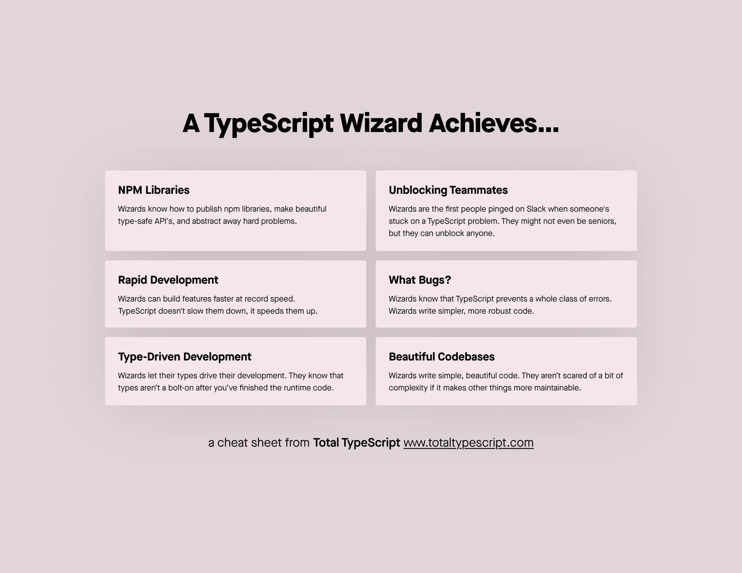What Makes a TypeScript Wizard Cheatsheet | Total TypeScript What Makes a TypeScript Wizard Cheatsheet | Total TypeScript