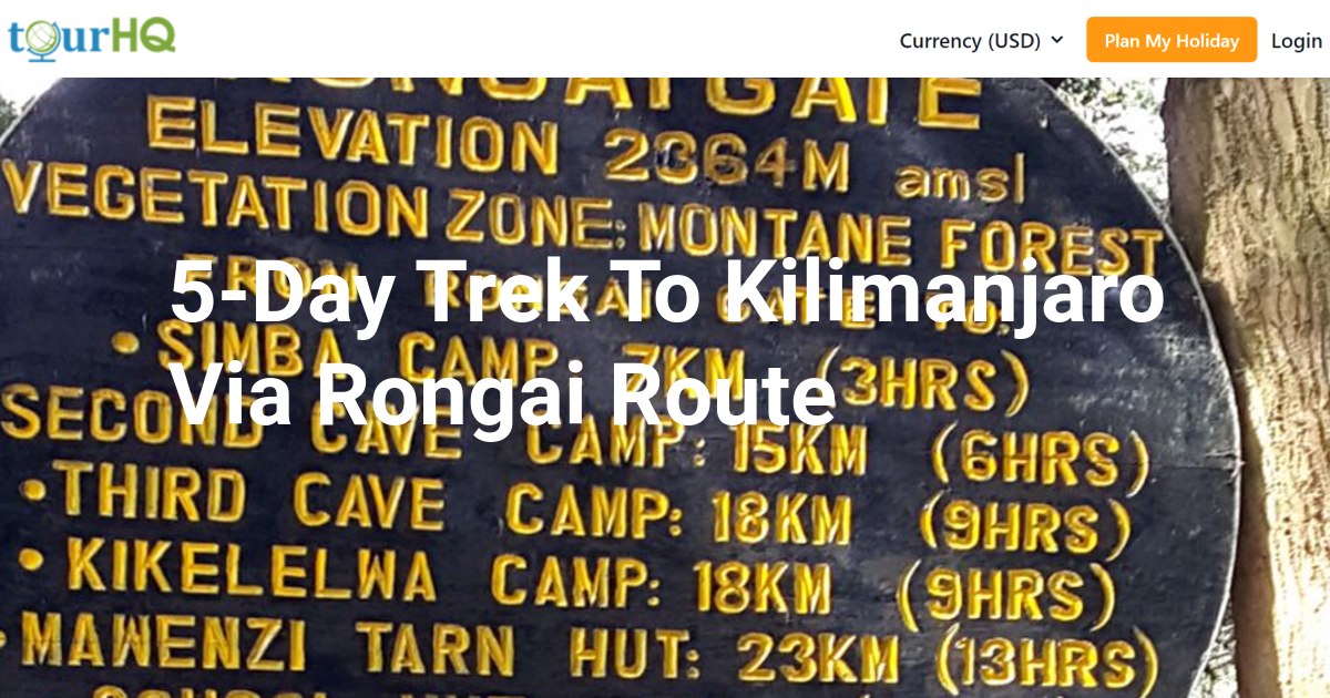 5-Day Trek To Kilimanjaro Via Rongai Route