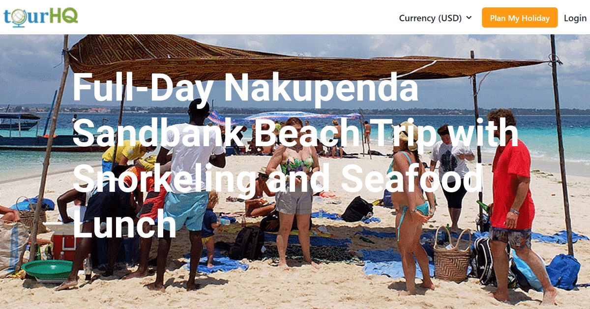 Full-Day Nakupenda Sandbank Beach Trip with Snorkeling and Seafood Lunch