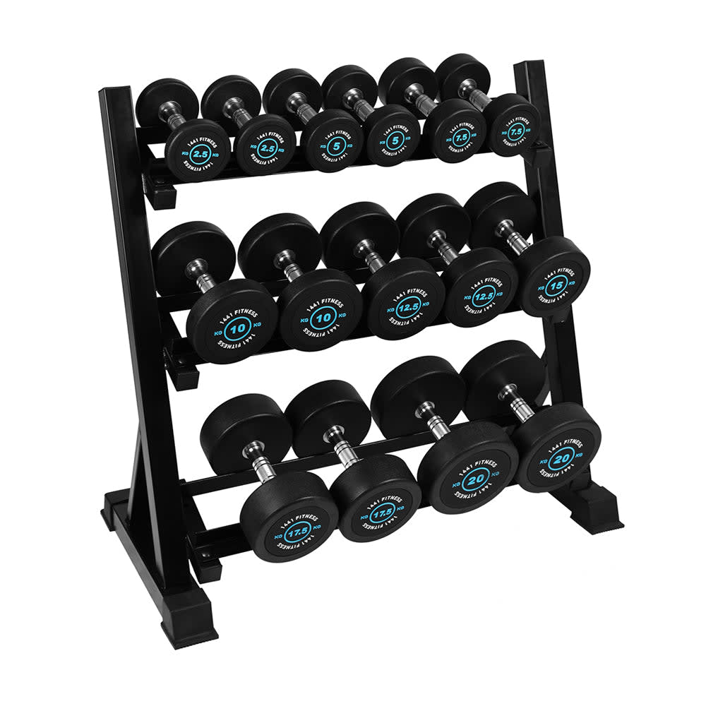 1441 Fitness Premium Round Dumbbell Set 2.5 Kg - 20 Kg (8 Pairs) Blue ...