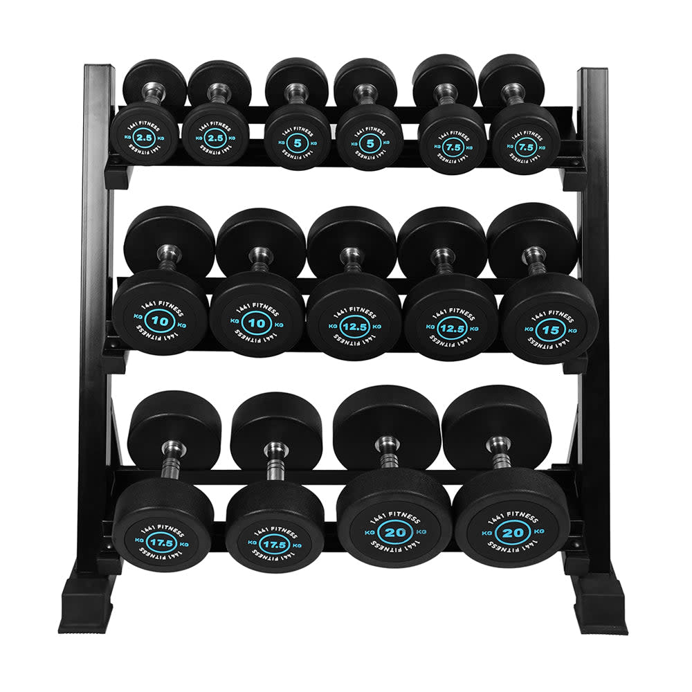 1441 Fitness Premium Round Dumbbell Set 2.5 Kg - 20 Kg (8 Pairs) Blue ...