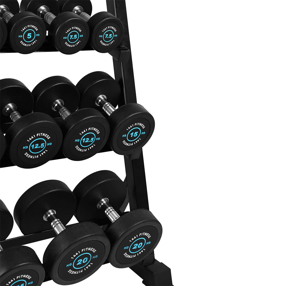 1441 Fitness Premium Round Dumbbell Set 2.5 Kg - 20 Kg (8 Pairs) Blue ...