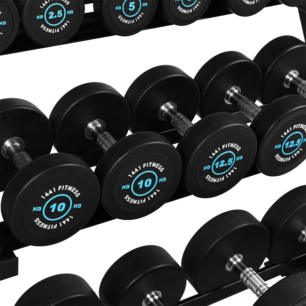 1441 Fitness Premium Round Dumbbell Set 2.5 Kg - 20 Kg (8 Pairs) Blue ...