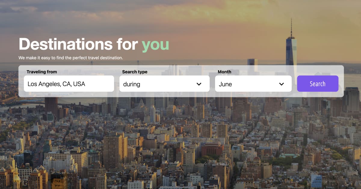 Destinations.ai - Find places to visit based on activities, weather and ...