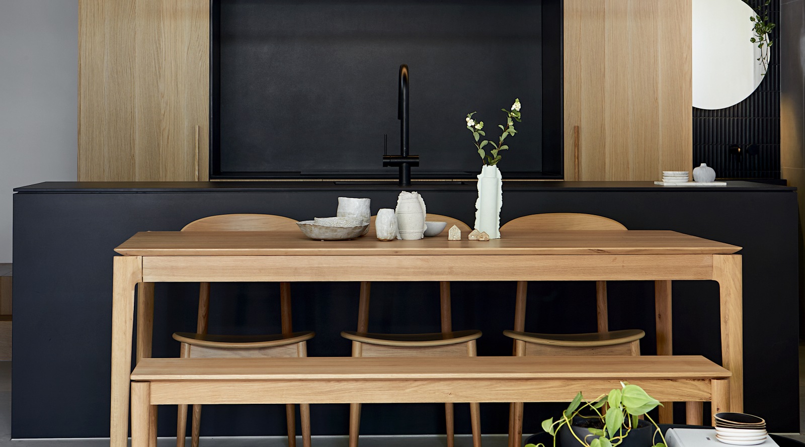 Two tone Impact Black And Wood Kitchen Trends two-tone-impact-black-and-wood-kitchen-trends