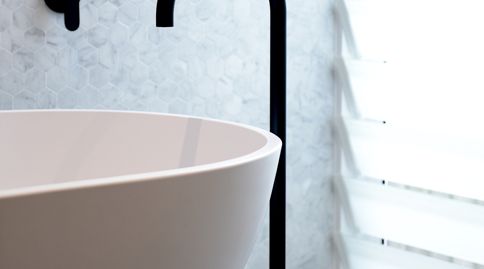 Lux six-sided marble tiles complete this bathroom | Trends