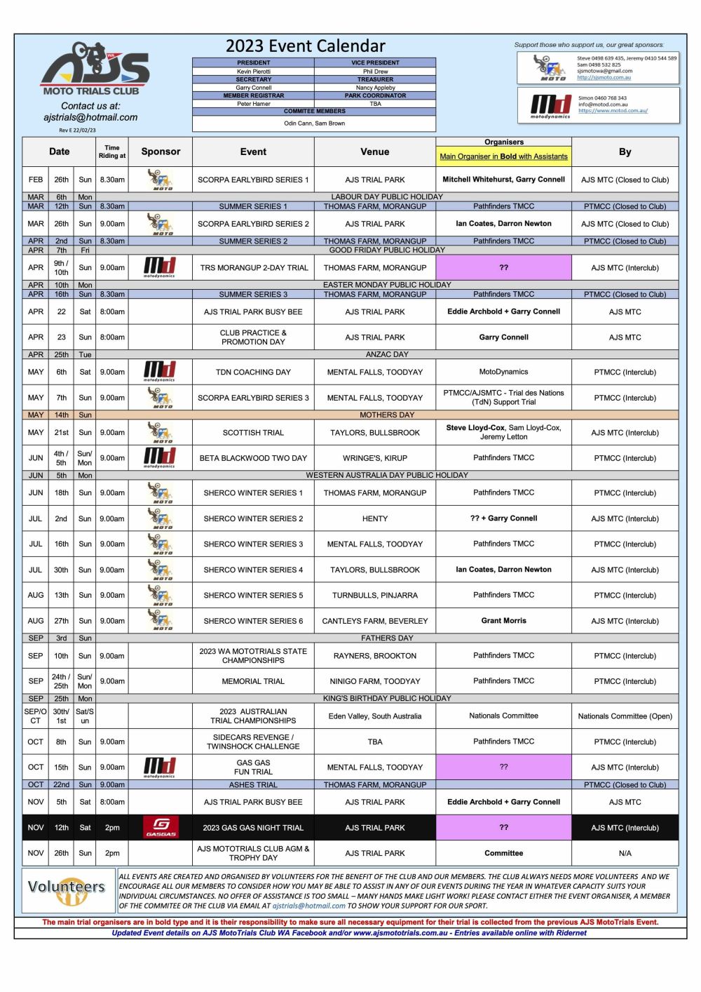 [Updated 23rd Feb] 2023 AJS and Pathfinders Trials… | Trials Australia