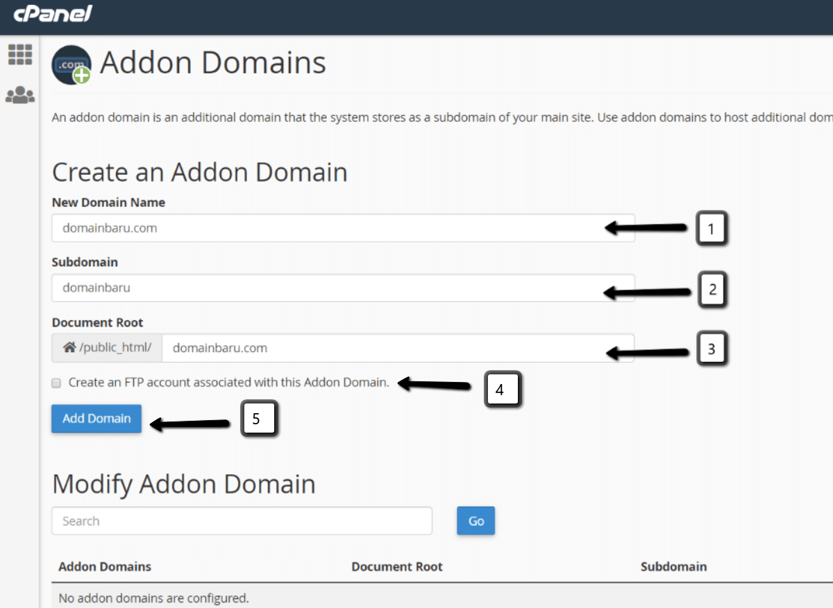 Cara Membuat Addon Domains di cPanel - SamiHost