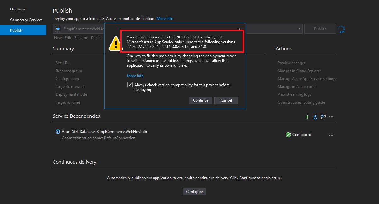 When deploy with Microsoft Azure i get the error "HTTP Error 500.31 - ANCM Failed to Find Native ...
