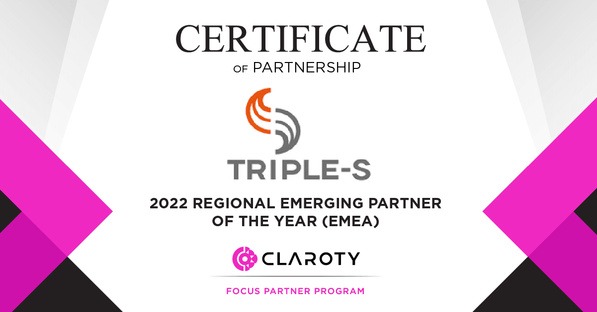 Triple-S mottar utmerkelse fra Claroty Triple-S