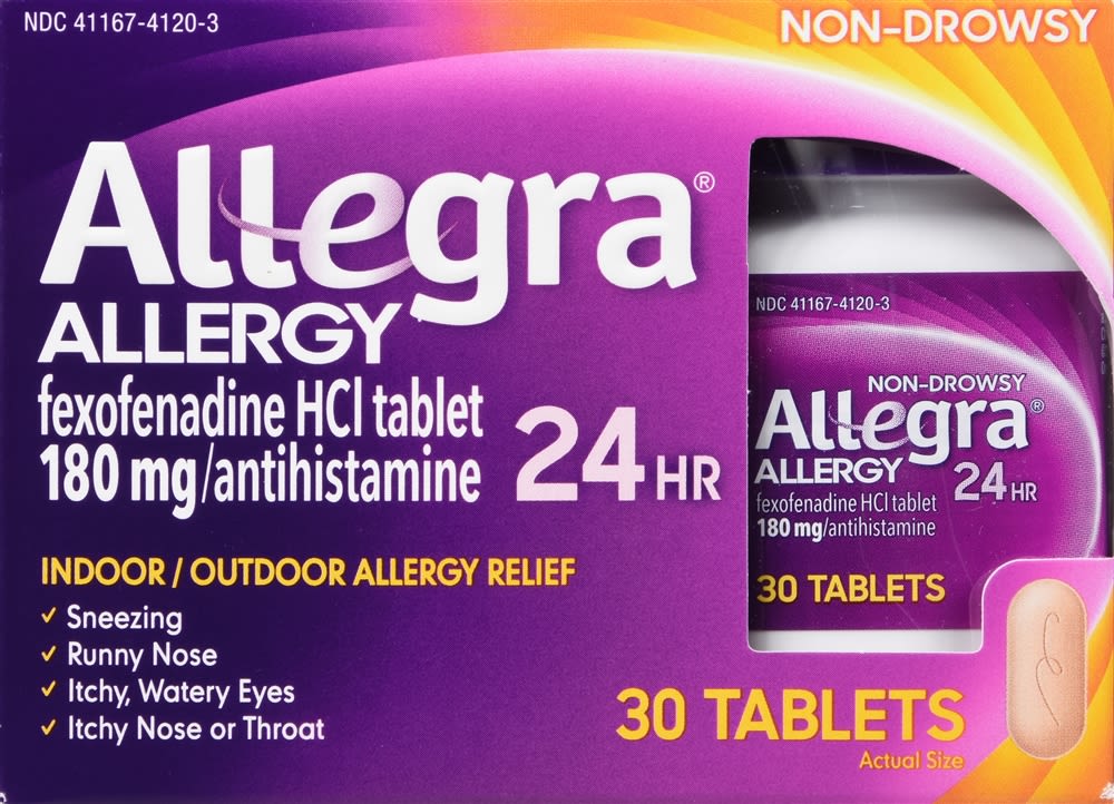 Allegra 24 Hour Allergy Relief Non-Drowsy 180mg Tablets - 30 Count ...