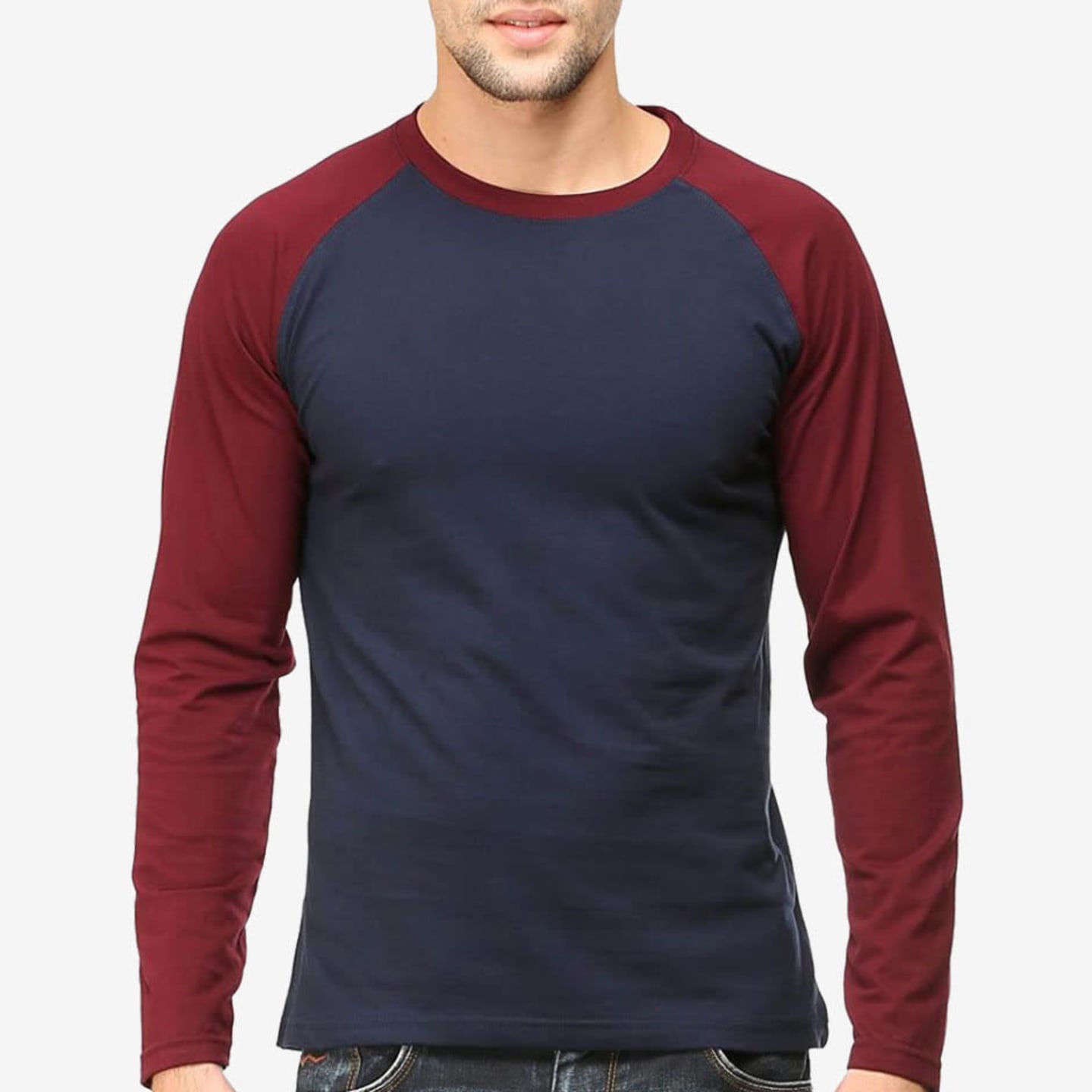 Red And Navy Blue Raglan Unisex Tshirt | Tshirtwala