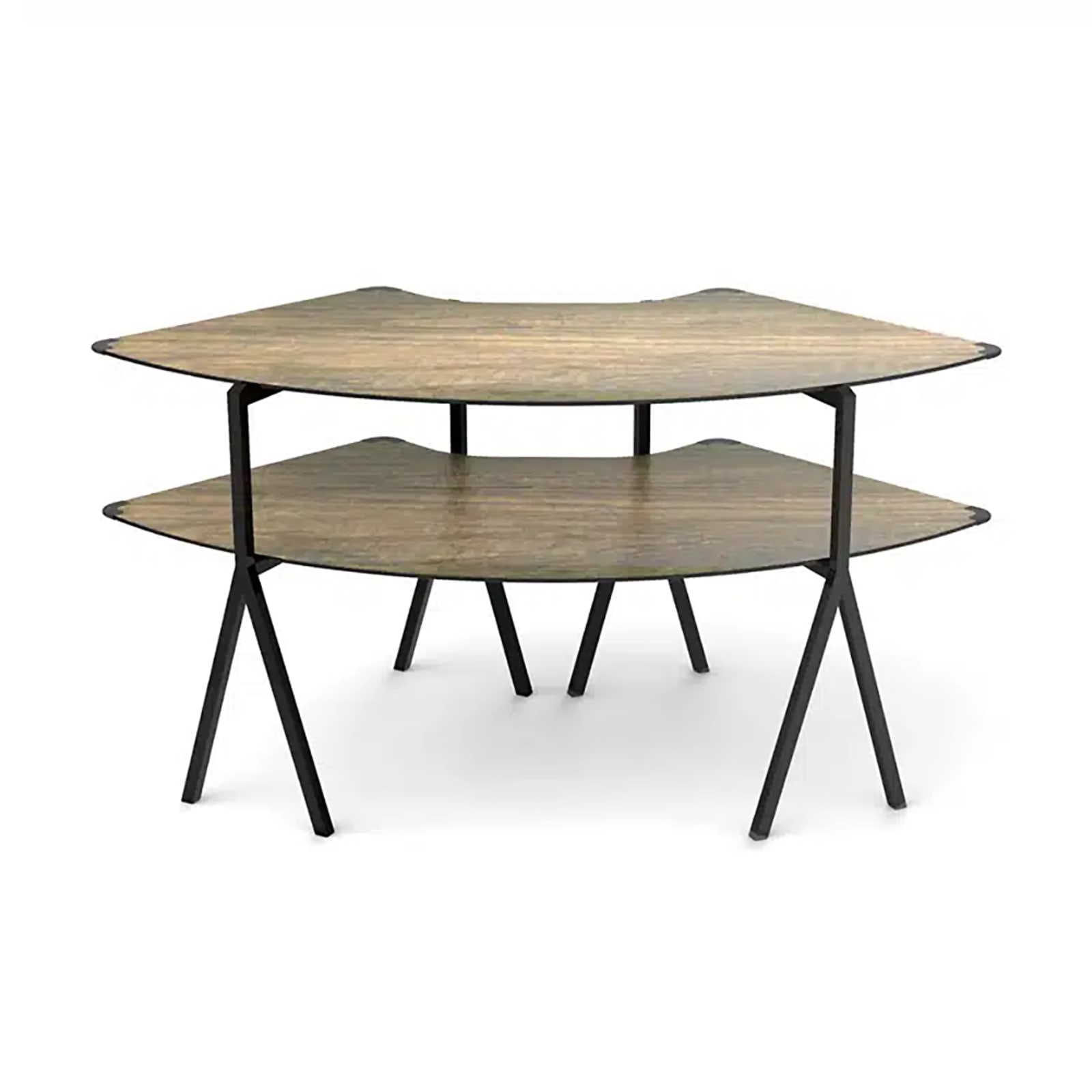 Rosseto MT-2005WB Walnut Quarter Round 2 Level Table Kit w/ Black Legs ...