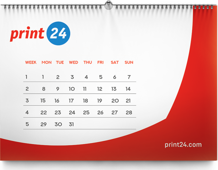 Impression en ligne sur print24 de calendriers DIN A5