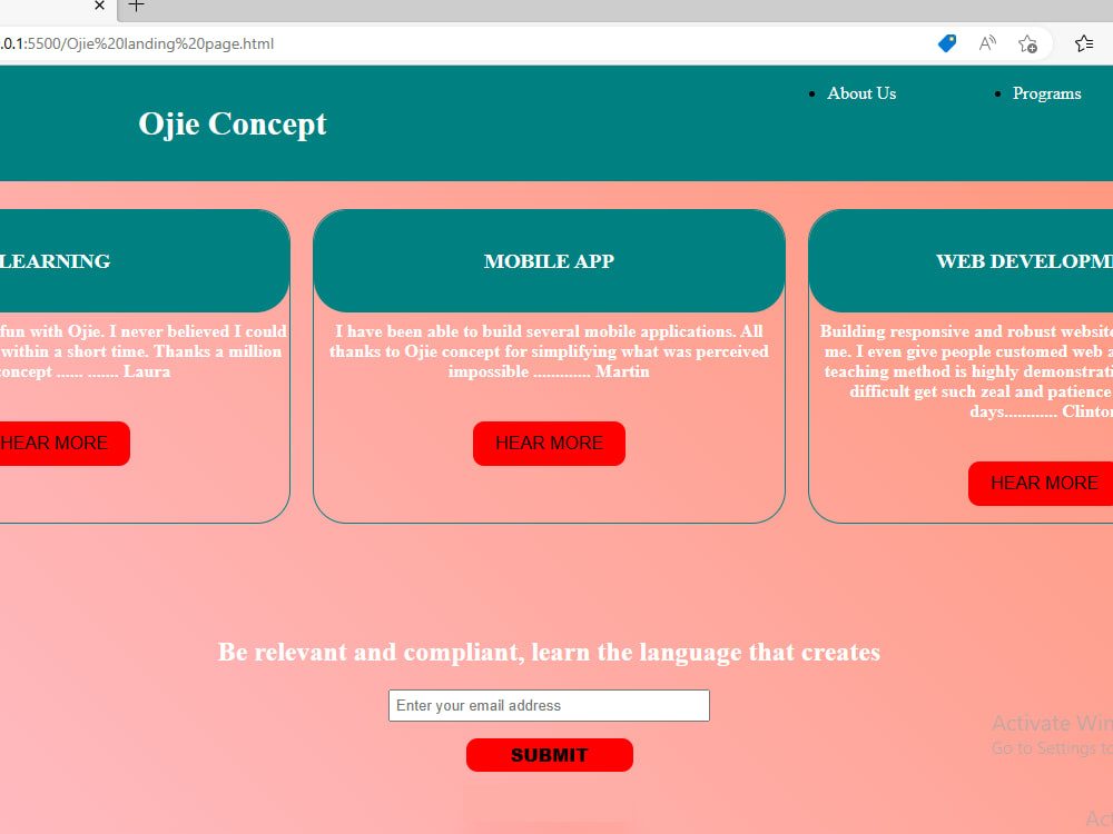 A custom landing page | Upwork