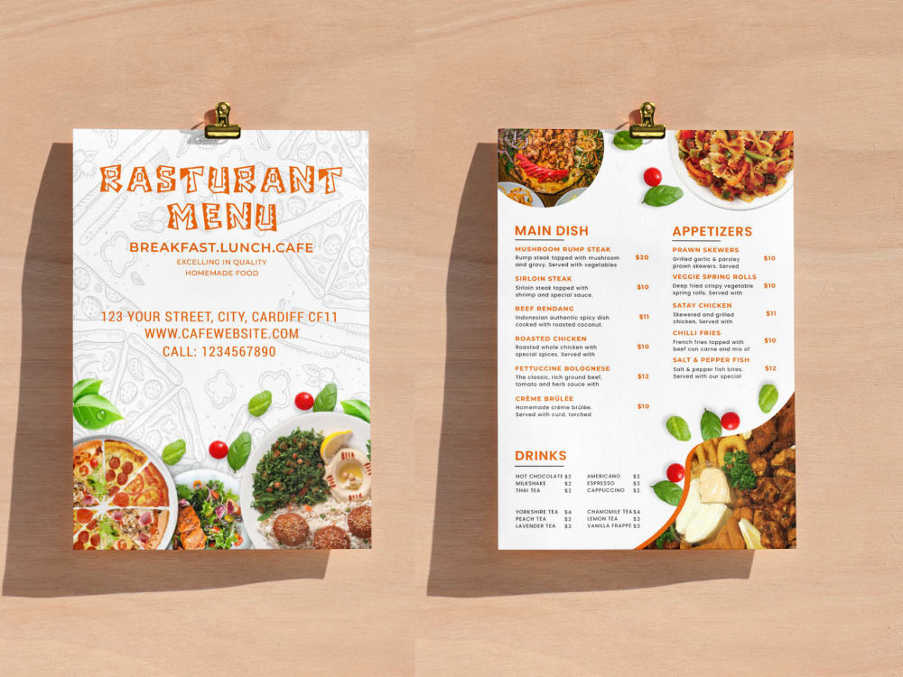 Do menu design, bifold menu, and tri-fold menu design | Upwork