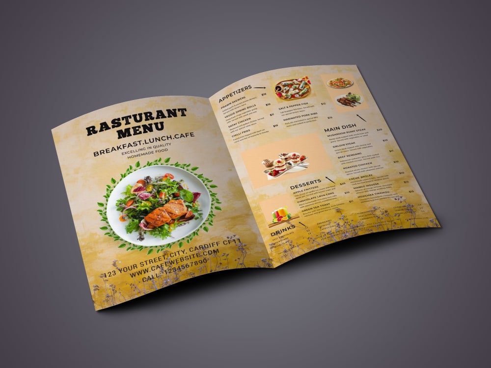 Do menu design, bifold menu, and tri-fold menu design | Upwork