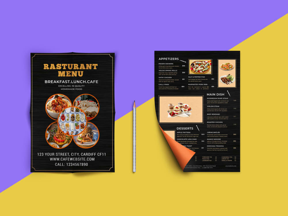 Do menu design, bifold menu, and tri-fold menu design | Upwork