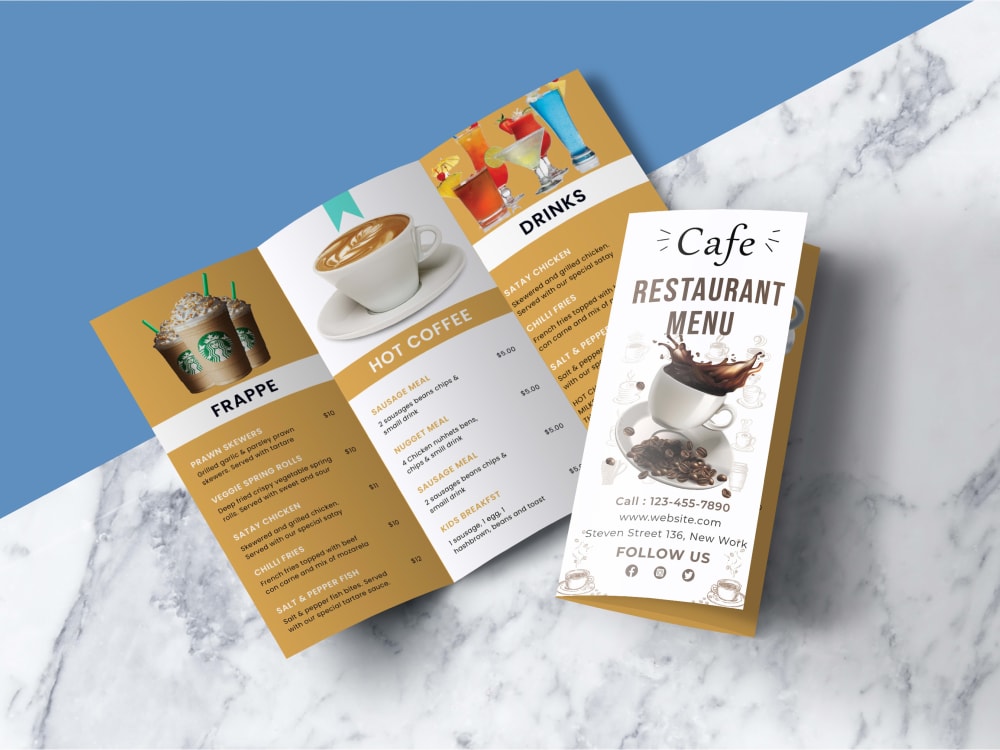 Do menu design, bifold menu, and tri-fold menu design | Upwork