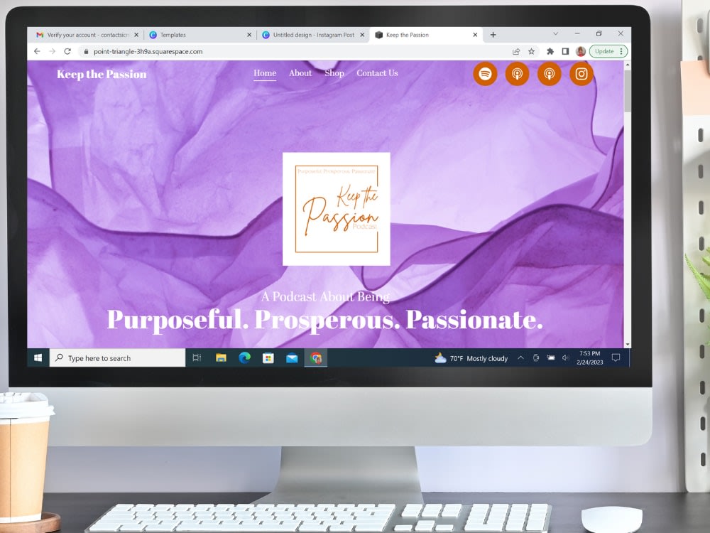 A branded, Squarespace, 4 page website that is web & mobile compatible ...