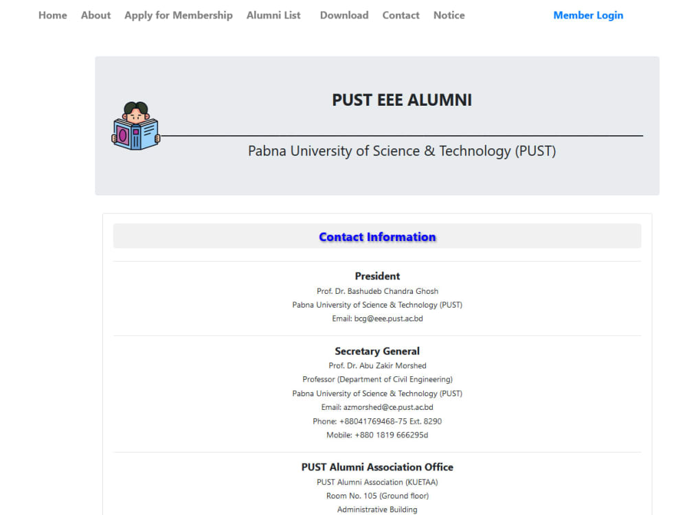 The Fantastic Website "PUST Alumni Association" Connecting Talent Worldwide | Upwork