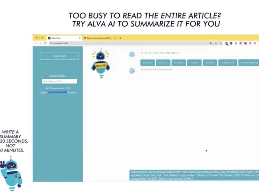 Your own ai web writing tool using gpt | Upwork